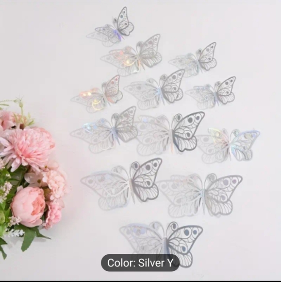 Wall Decor | 3d Butterfly Wall Stickers Silver | Poshmark